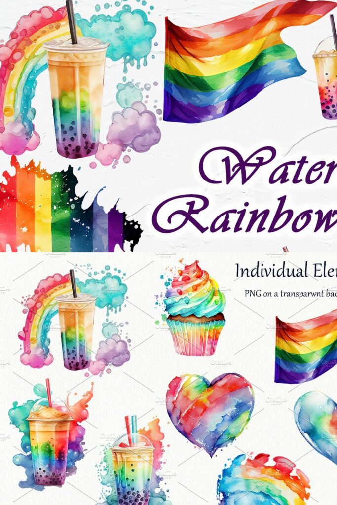 Rainbow Watercolor clipart. Pride – MasterBundles