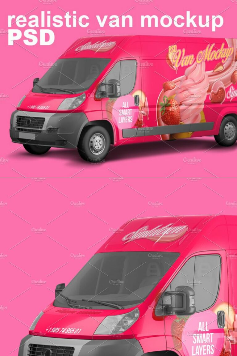 Realistic PSD Van Mockup – MasterBundles