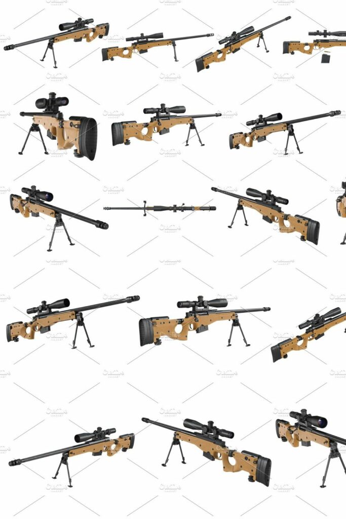 Rifle sniper beige weapon set – MasterBundles