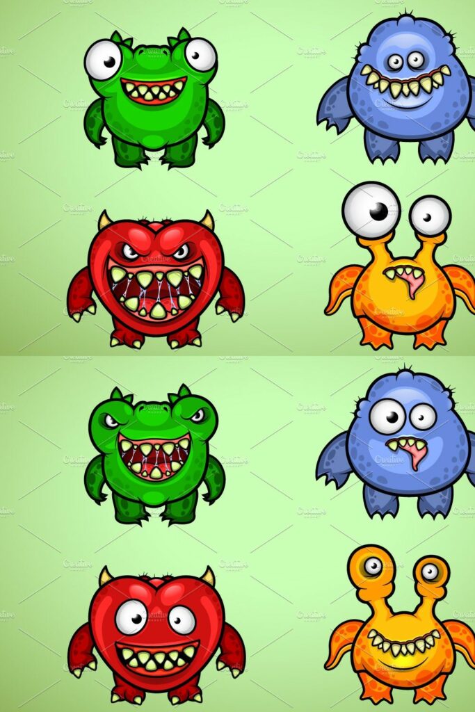 Set of Four Funny Monsters – MasterBundles