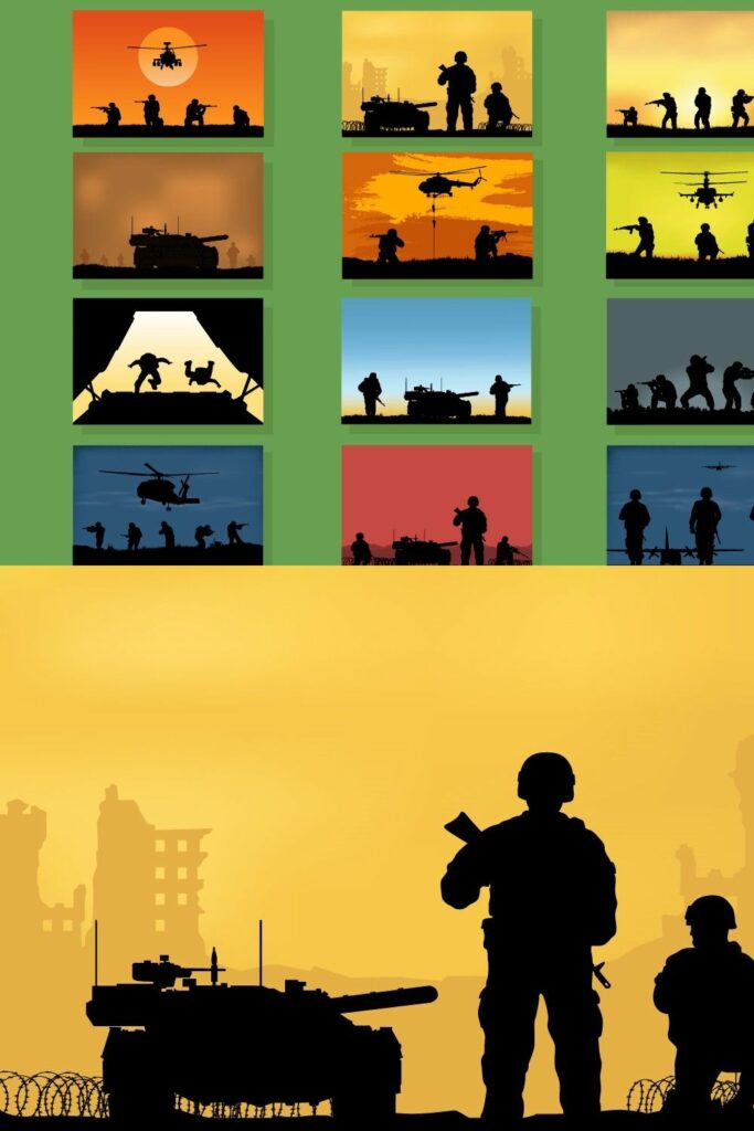 Set of images on a military theme. – MasterBundles