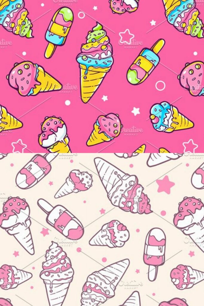 Set of patterns with ice creams – MasterBundles