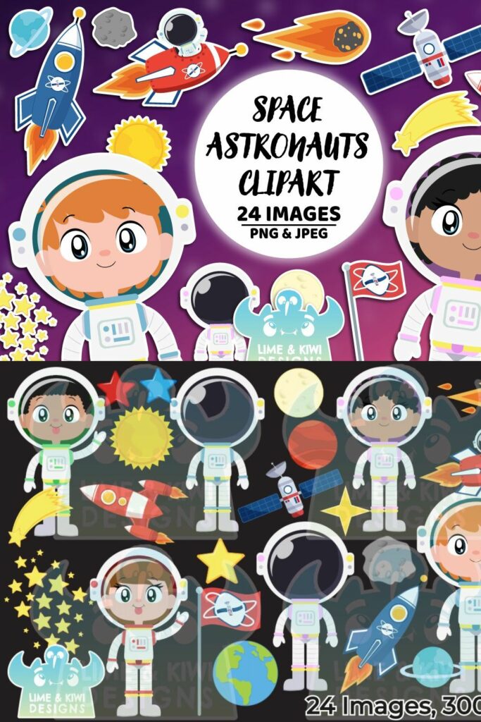 Space Astronauts Clipart – MasterBundles