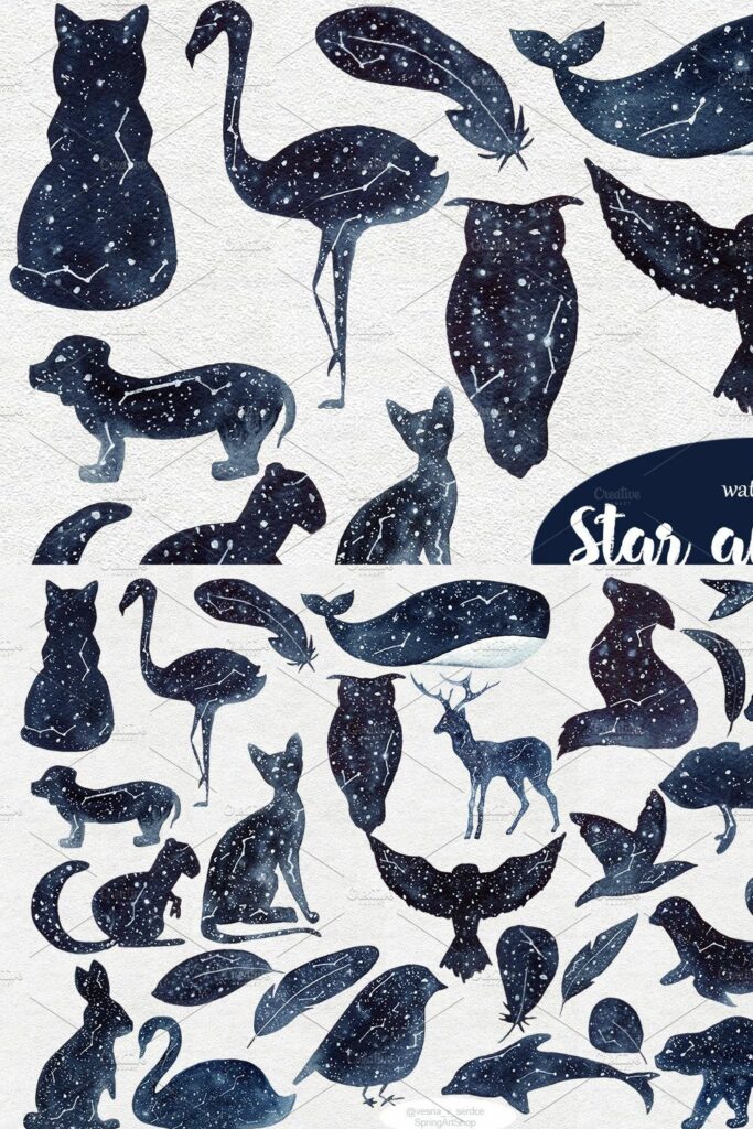 Star animals clipart & patterns – MasterBundles
