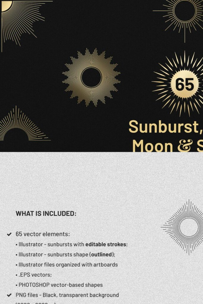 Sunburst, Sun, Moon & Stars vectors – MasterBundles