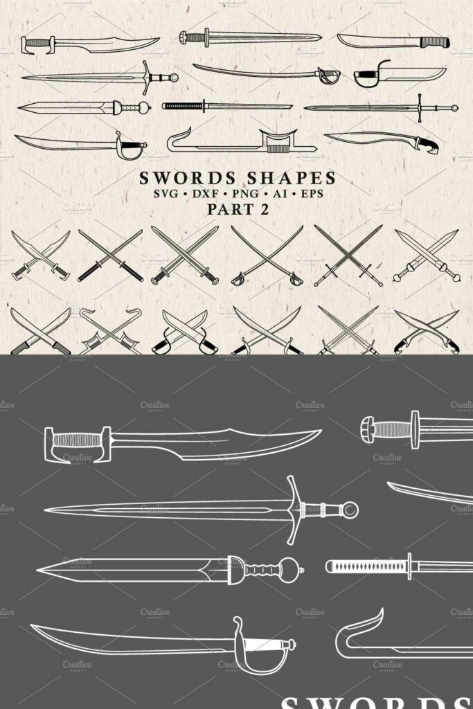 Sword Shapes & Crossed Swords Vector – MasterBundles