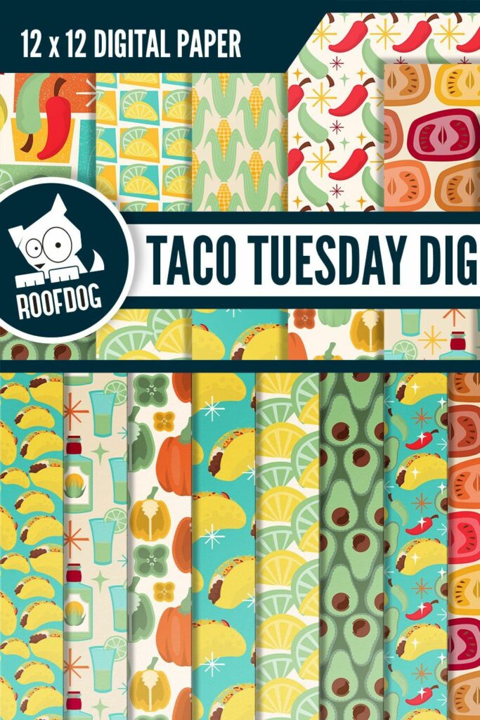 Tacos and tequilas digital paper – MasterBundles