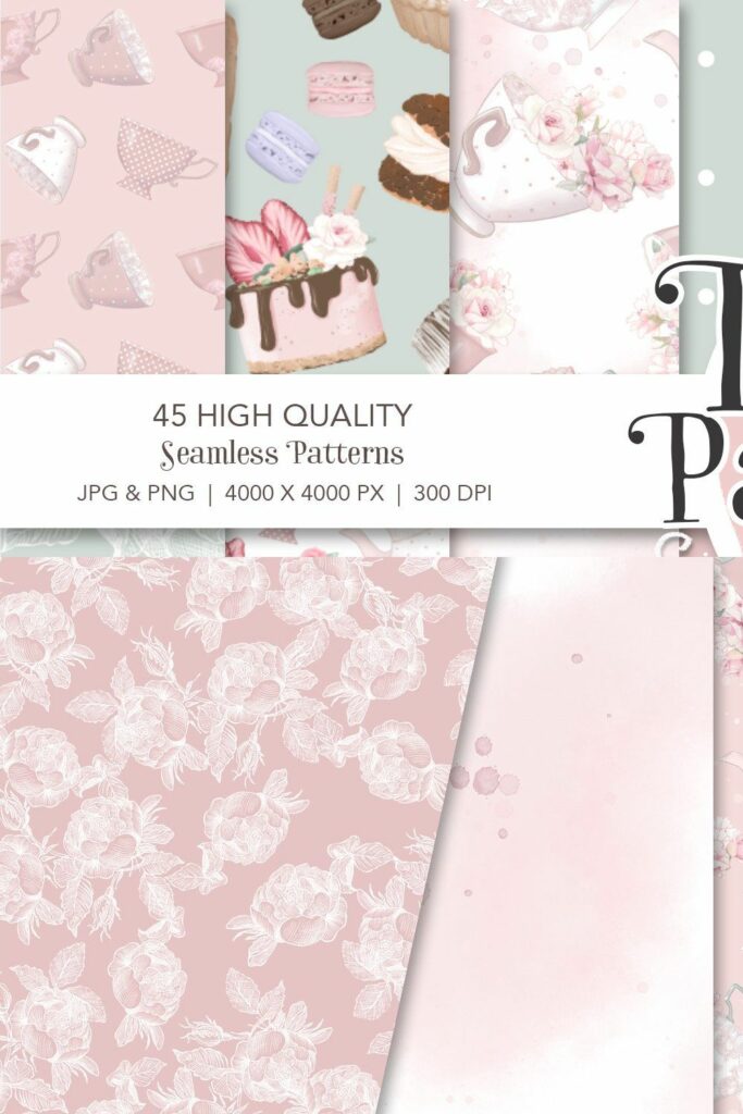 Tea & Patisserie Seamless Patterns – MasterBundles