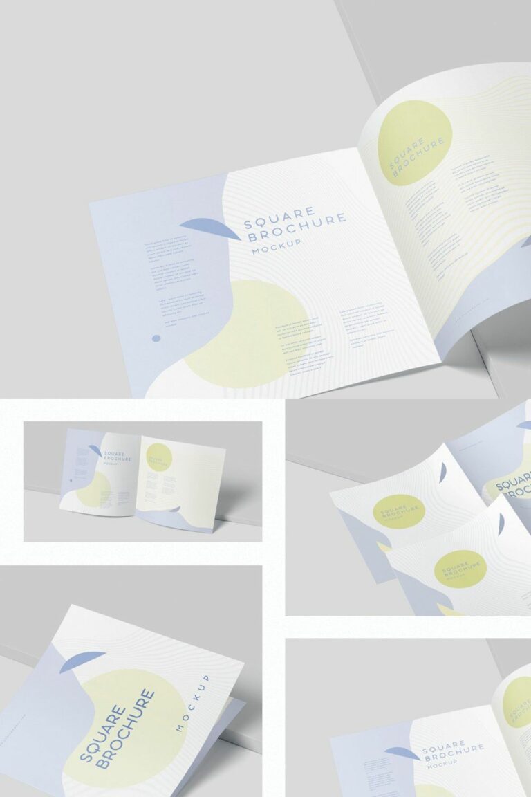 Two Fold Wide Square Brochure Mockup – MasterBundles