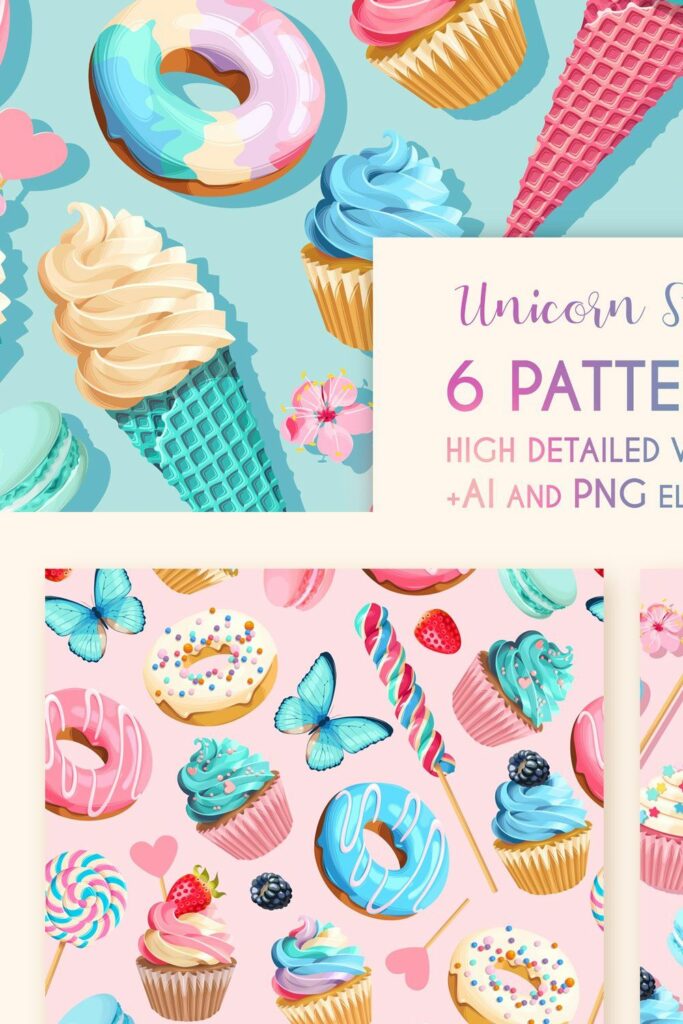 Unicorn Sweets Patterns – MasterBundles