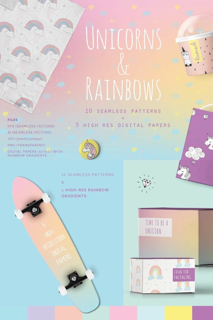 Unicorns & Rainbows Patterns – MasterBundles