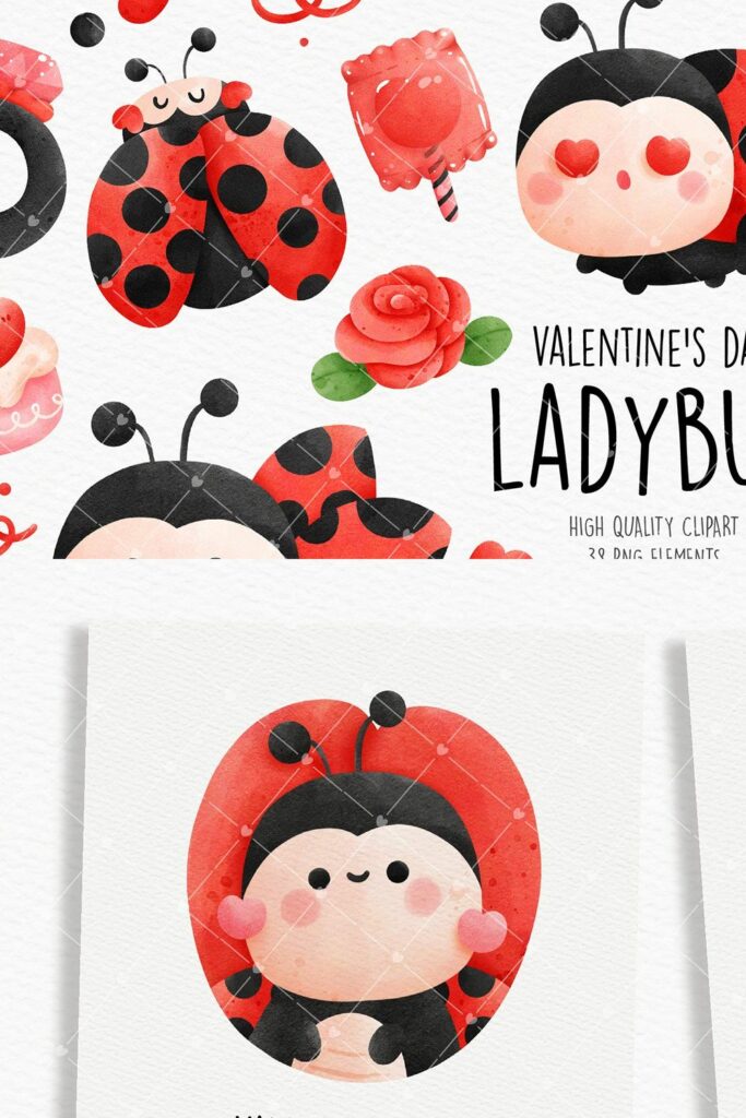 Valentine's day ladybug clipart – MasterBundles