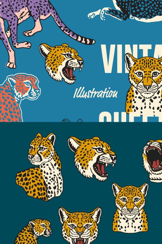 Vintage Cheetah Illustrations – MasterBundles