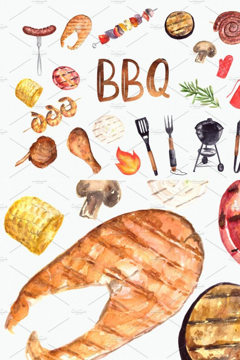 Watercolor BBQ Clip Art Set – MasterBundles