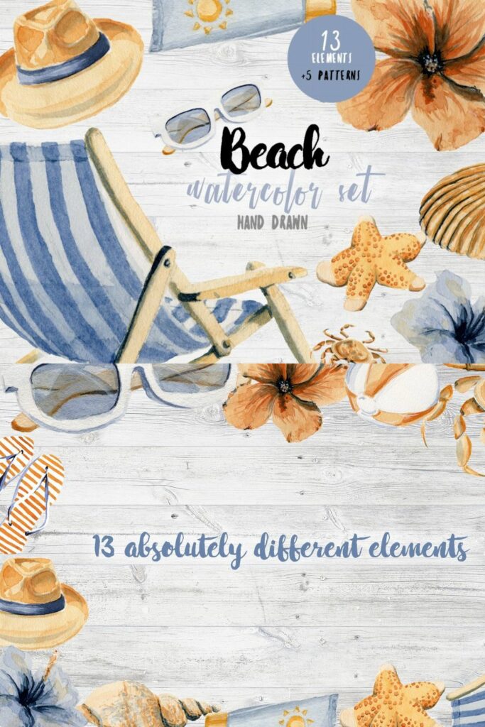 Watercolor Beach Set Clip Art – MasterBundles