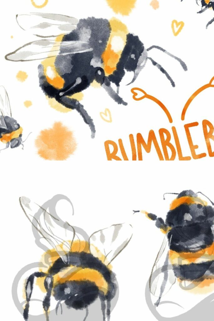 Watercolor Bumble bee clipart. – MasterBundles