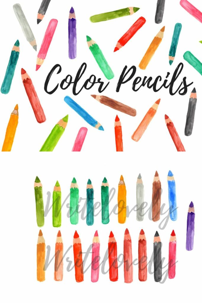 Watercolor color pencil clipart – MasterBundles