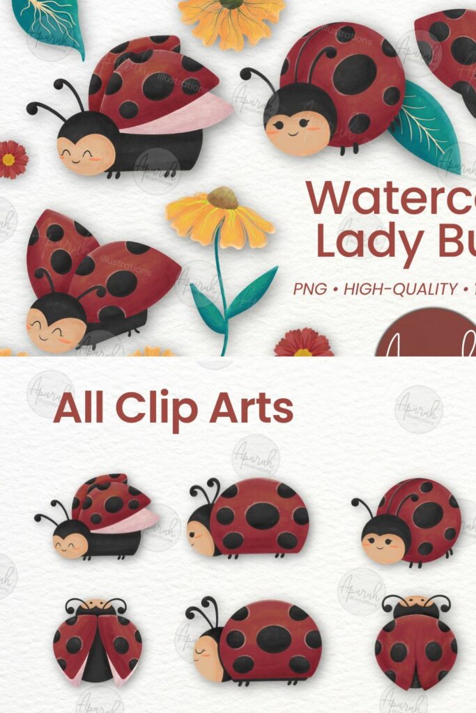 Watercolor Lady Bug Clipart Love Bug – MasterBundles