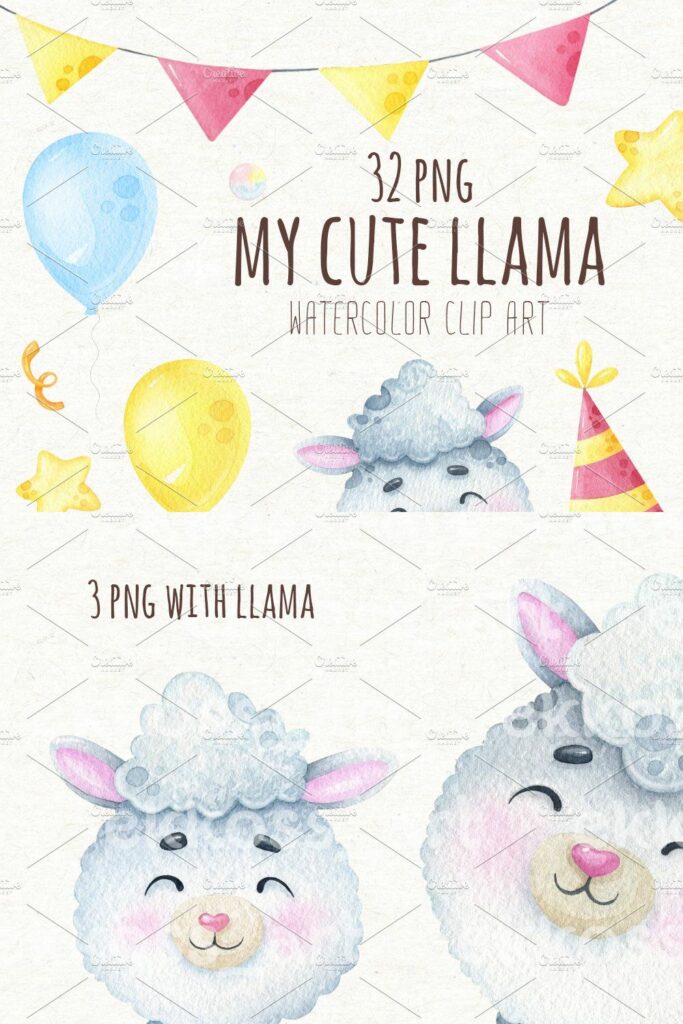 Watercolor Llama Alpaca ClipArt – MasterBundles