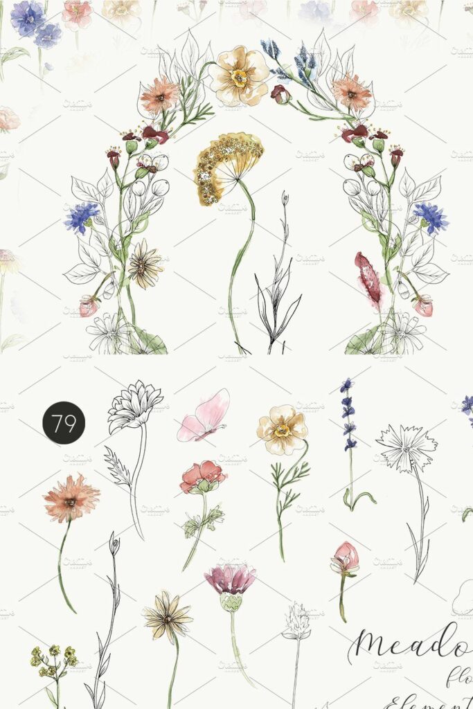Watercolor Meadow Florals Collection – MasterBundles