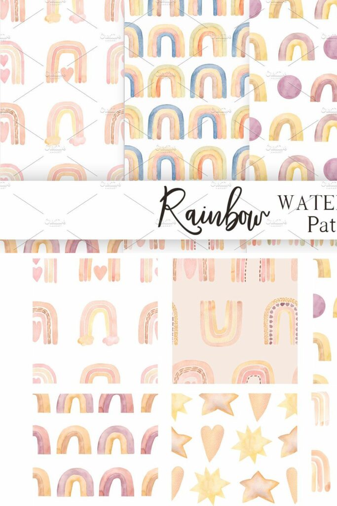 Watercolor Rainbows Pattern – MasterBundles