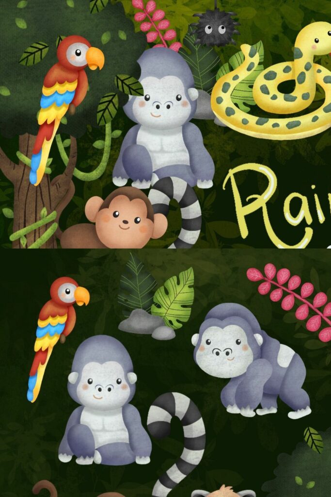 Watercolor Rainforest Animal Clipart – MasterBundles