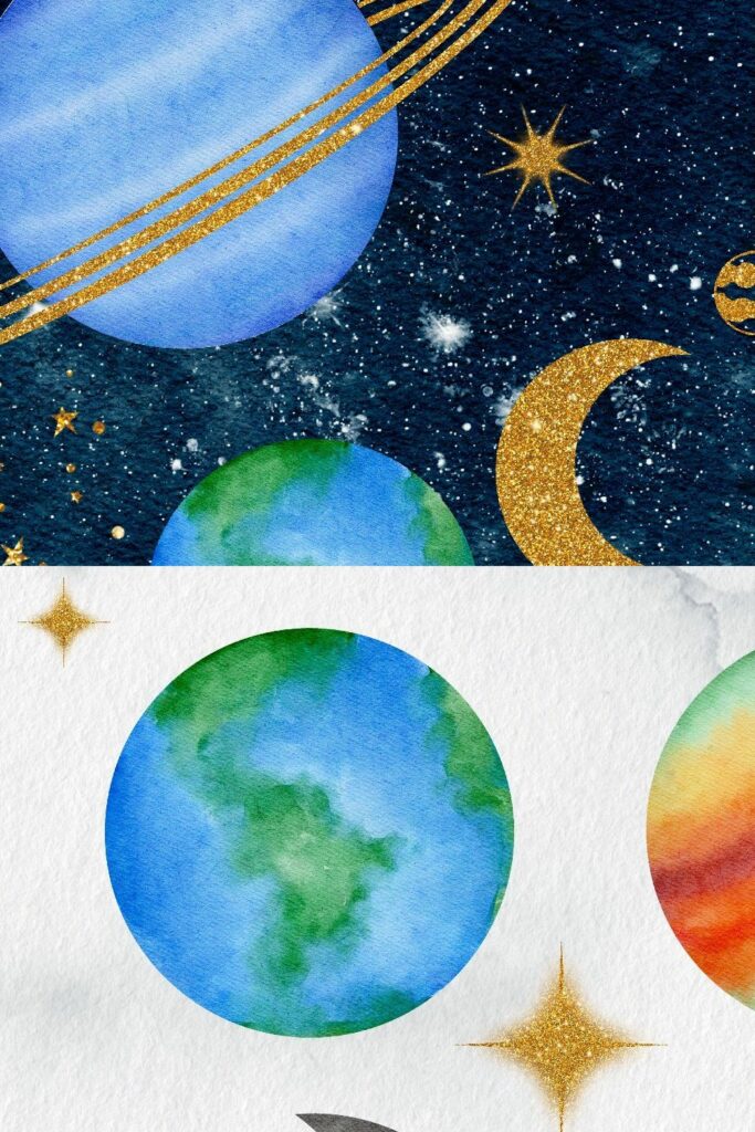 Watercolor space Solar system – MasterBundles