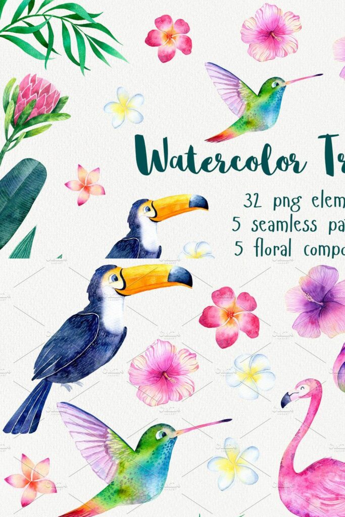 Watercolor Tropical Set – MasterBundles