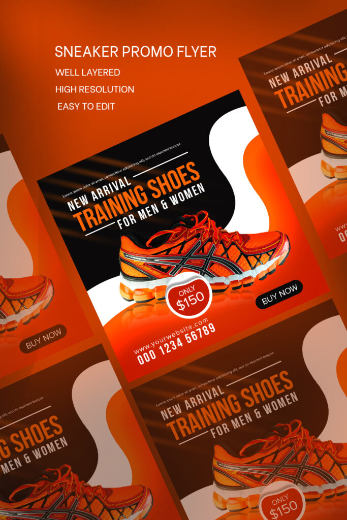 Sneaker Promotion Flyer Template For Social Media - MasterBundles