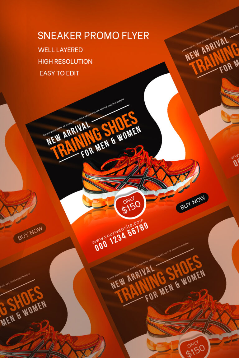 Sneaker Promotion Flyer Template For Social Media - MasterBundles