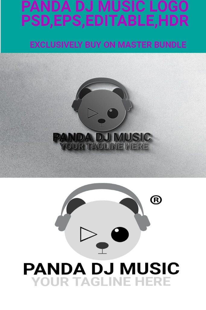 panda logos,panda vector design, panda dj music logo - MasterBundles
