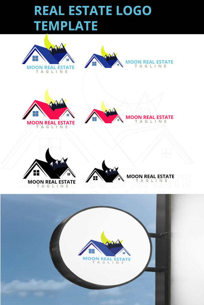 REAL ESTATE LOGO MOON REAL ESTATE LOGO TEMPLATE - MasterBundles