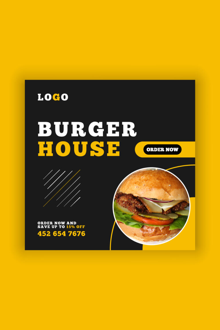 Burger House & Fast Food Delivery Social Media Post Template Bundle ...