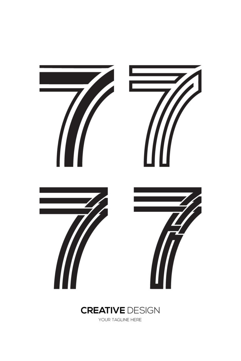 Number 7 Line Art Shape Modern Logo - MasterBundles