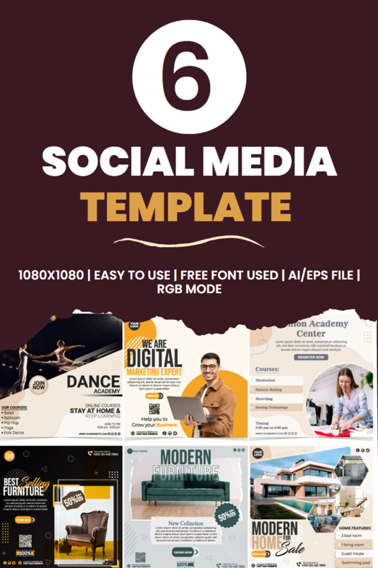 Professional 6 social media template bundle - MasterBundles