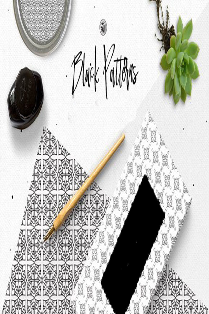 22 Black vector style seamless patterns for digital printing ...