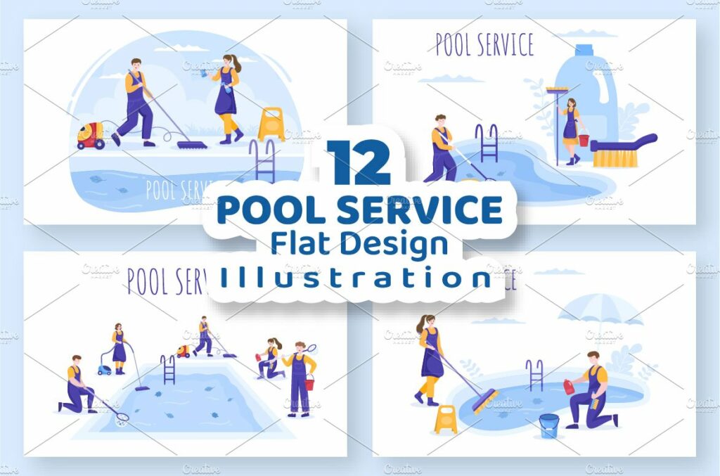 12 Pool Service Worker Illustration – MasterBundles