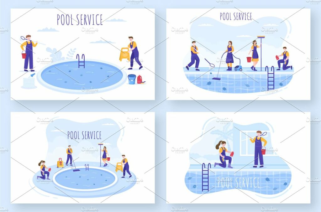 12 Pool Service Worker Illustration – MasterBundles