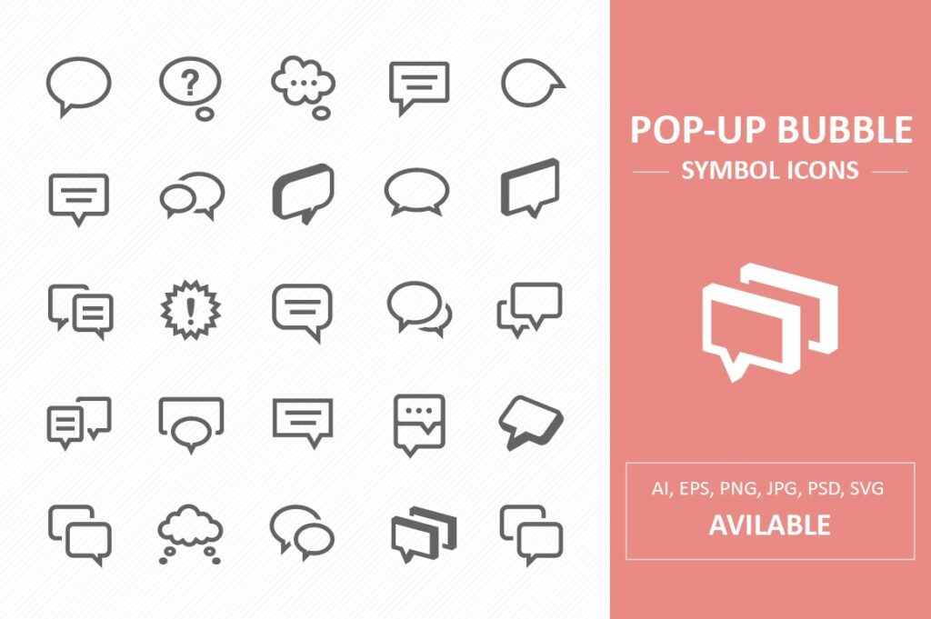 Pop-Up Bubble Symbol Icons – MasterBundles
