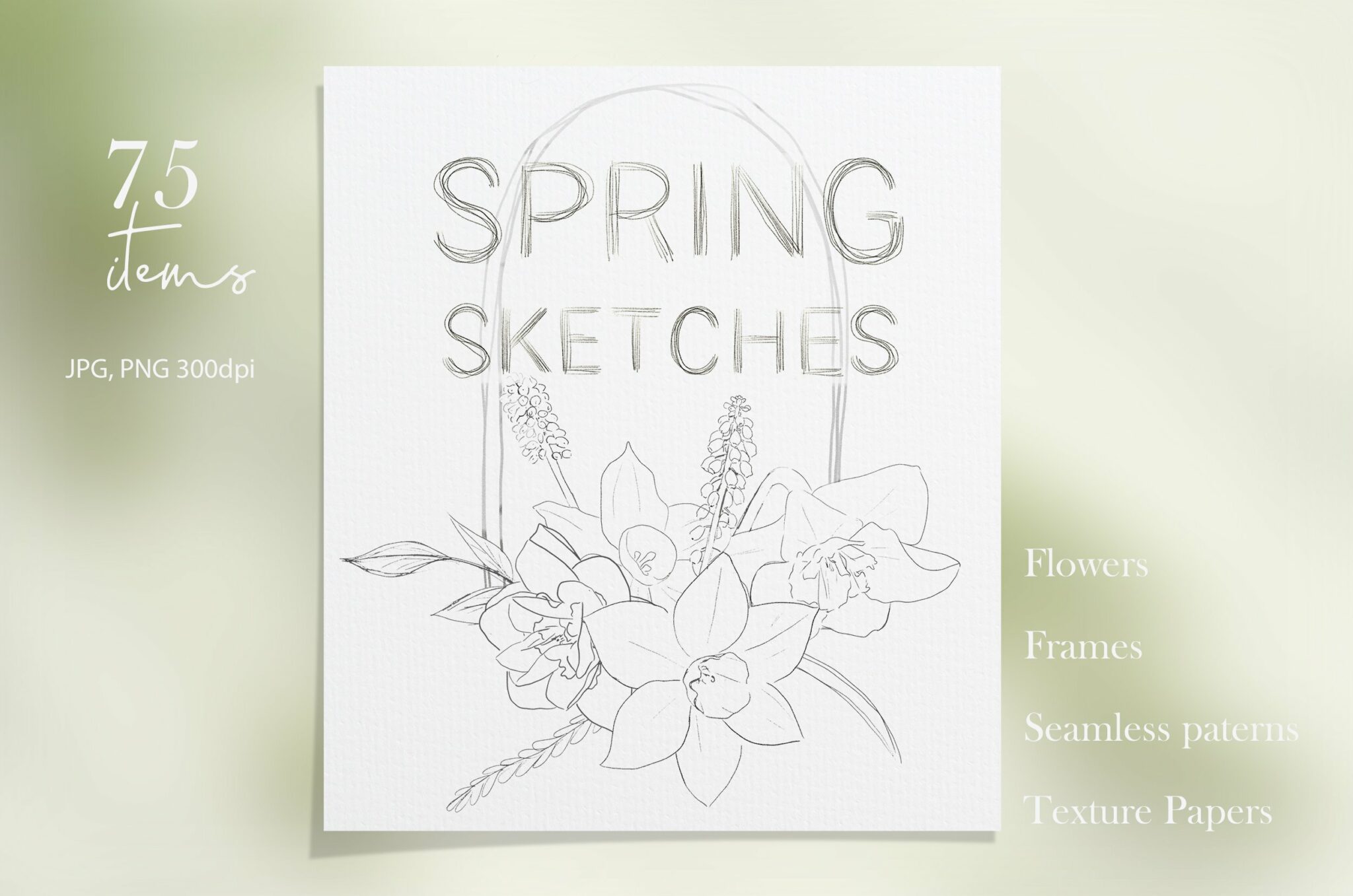 Pencil Sketches of Spring Flowers – MasterBundles