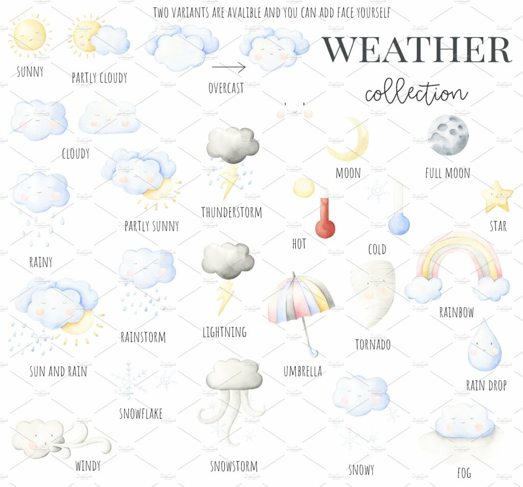 Weather watercolor collection – MasterBundles