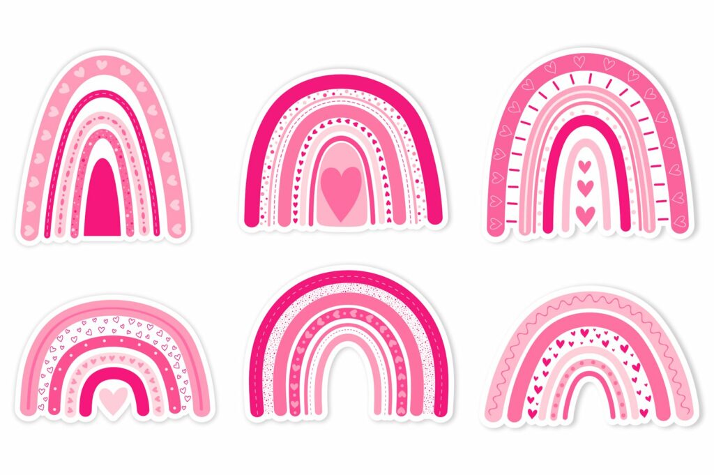 Valentine Rainbow Stickers Printable – MasterBundles