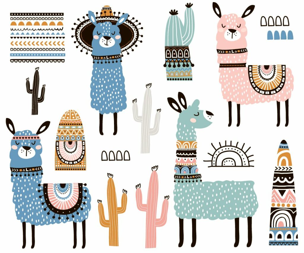 Llama cute tribal collection – MasterBundles