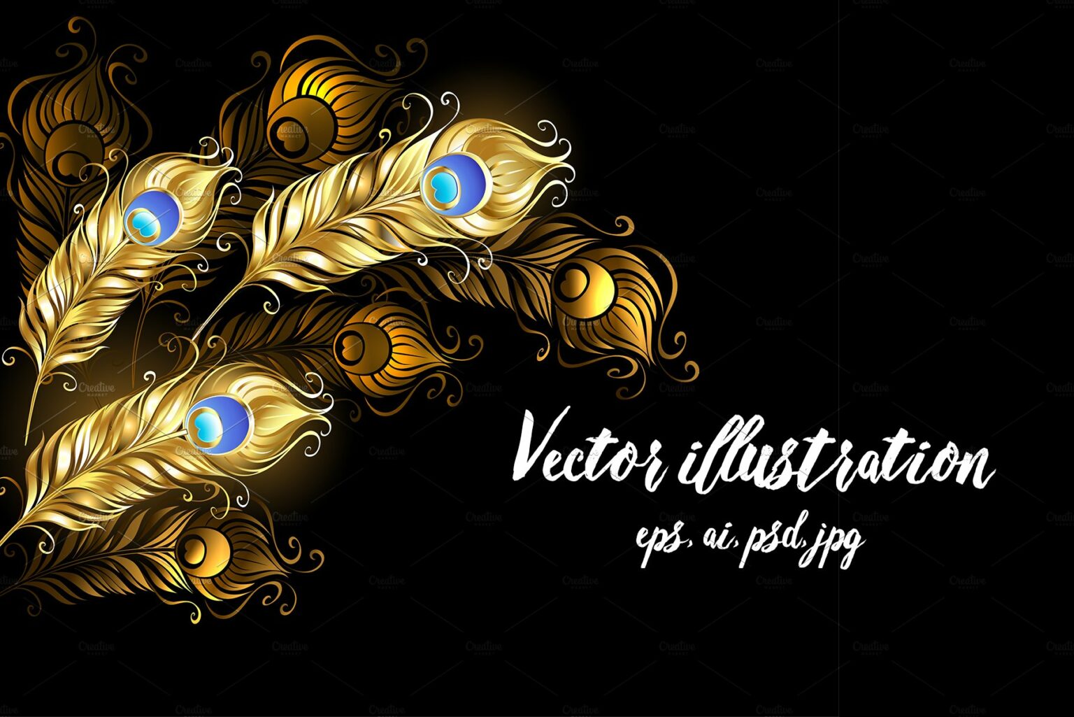 Golden Peacock Feathers – MasterBundles