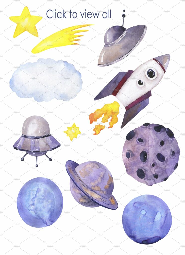 Watercolor space for kids – MasterBundles