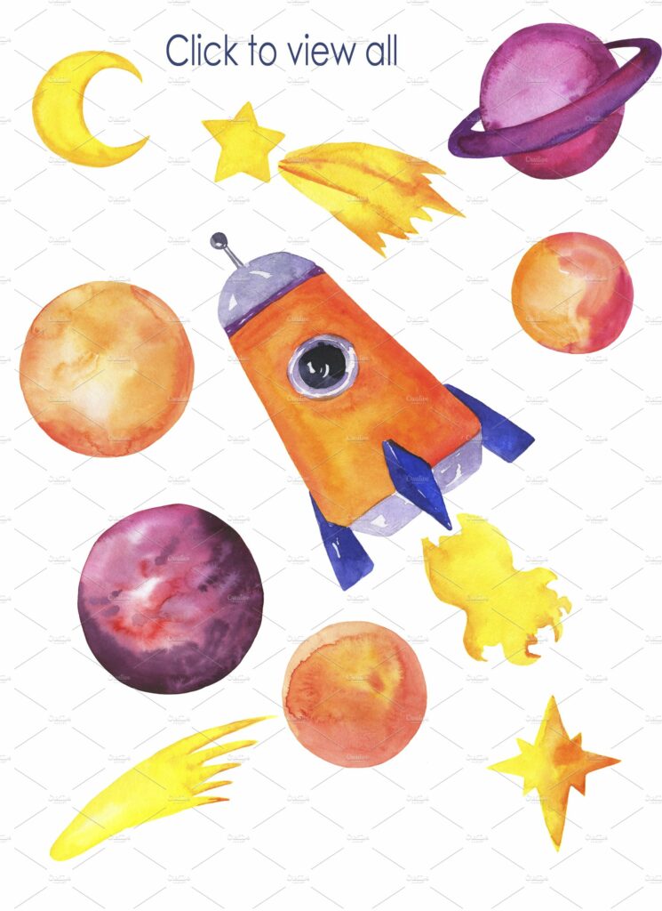 Watercolor space for kids – MasterBundles