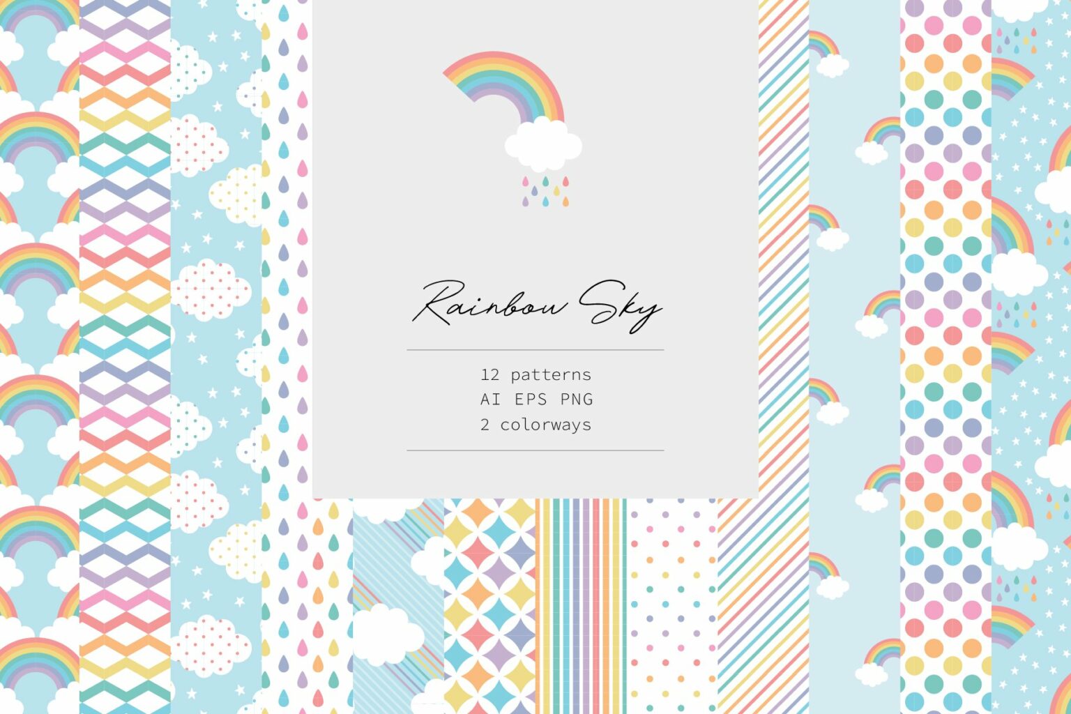 Rainbow Sky pattern collection EPS – MasterBundles
