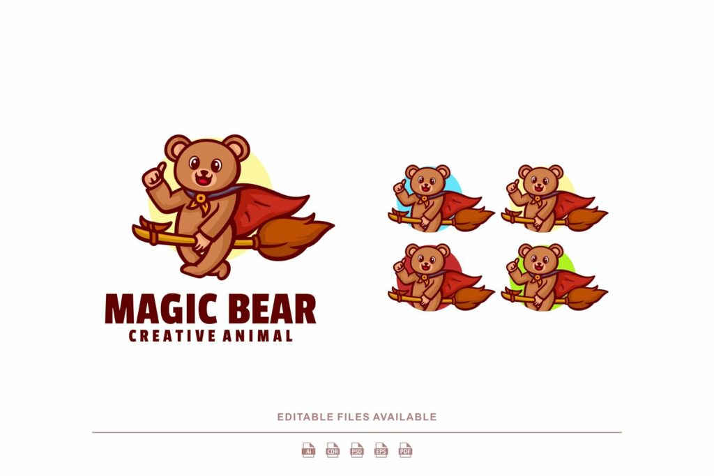 Magic Bear Mascot Colorful Logo – MasterBundles