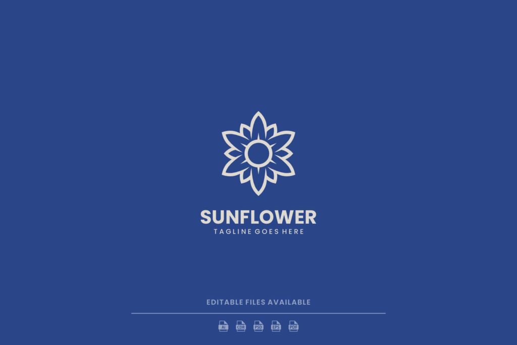 Sunflower Line Art Logo – MasterBundles