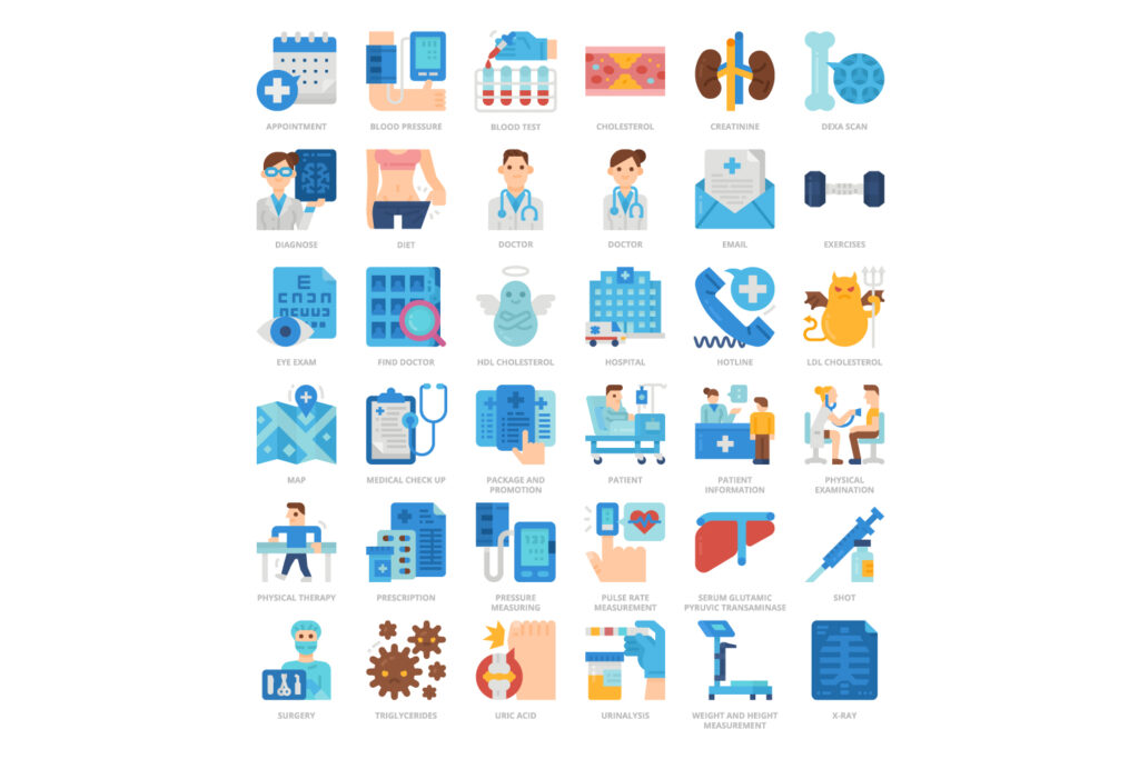 36 Medical Checkup Icons Set x 4 Styles - MasterBundles